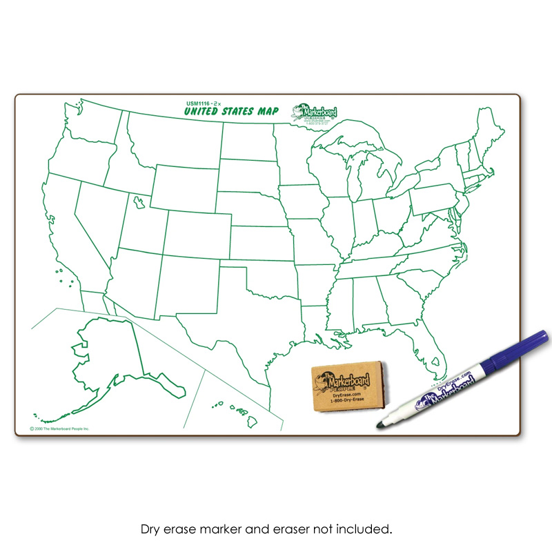 United States & World Map Double Sided Dry Erase Board (11" x 16")