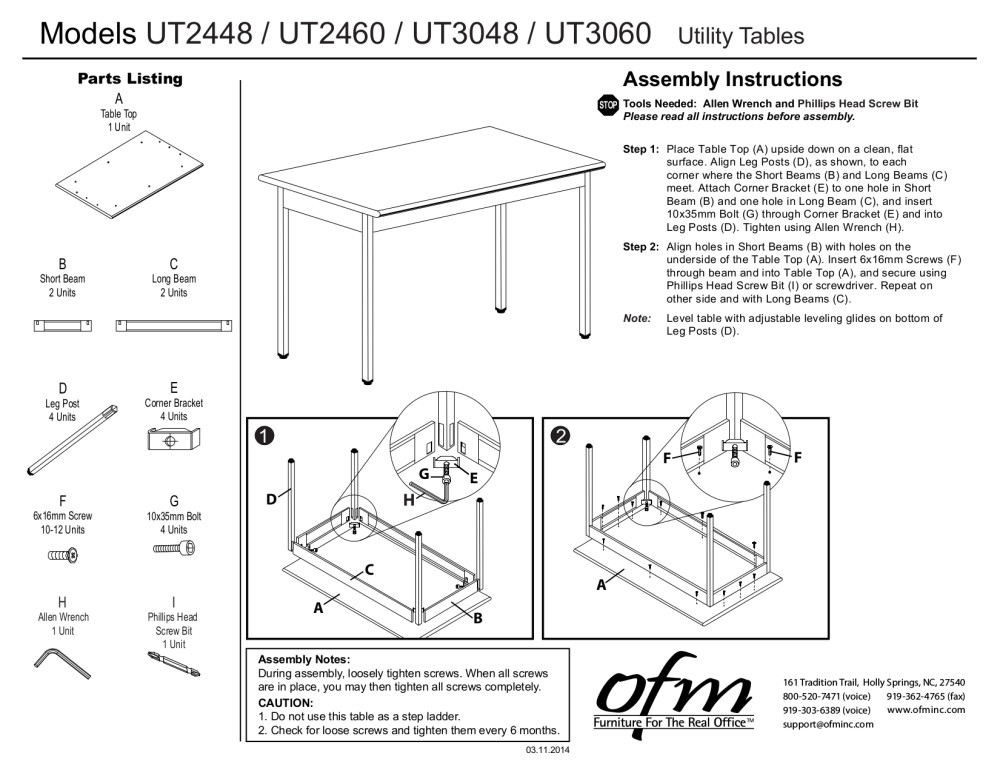OFM Model UT2448 24" x 48" Multi-Purpose Utility Table, Oak - Walmart ...