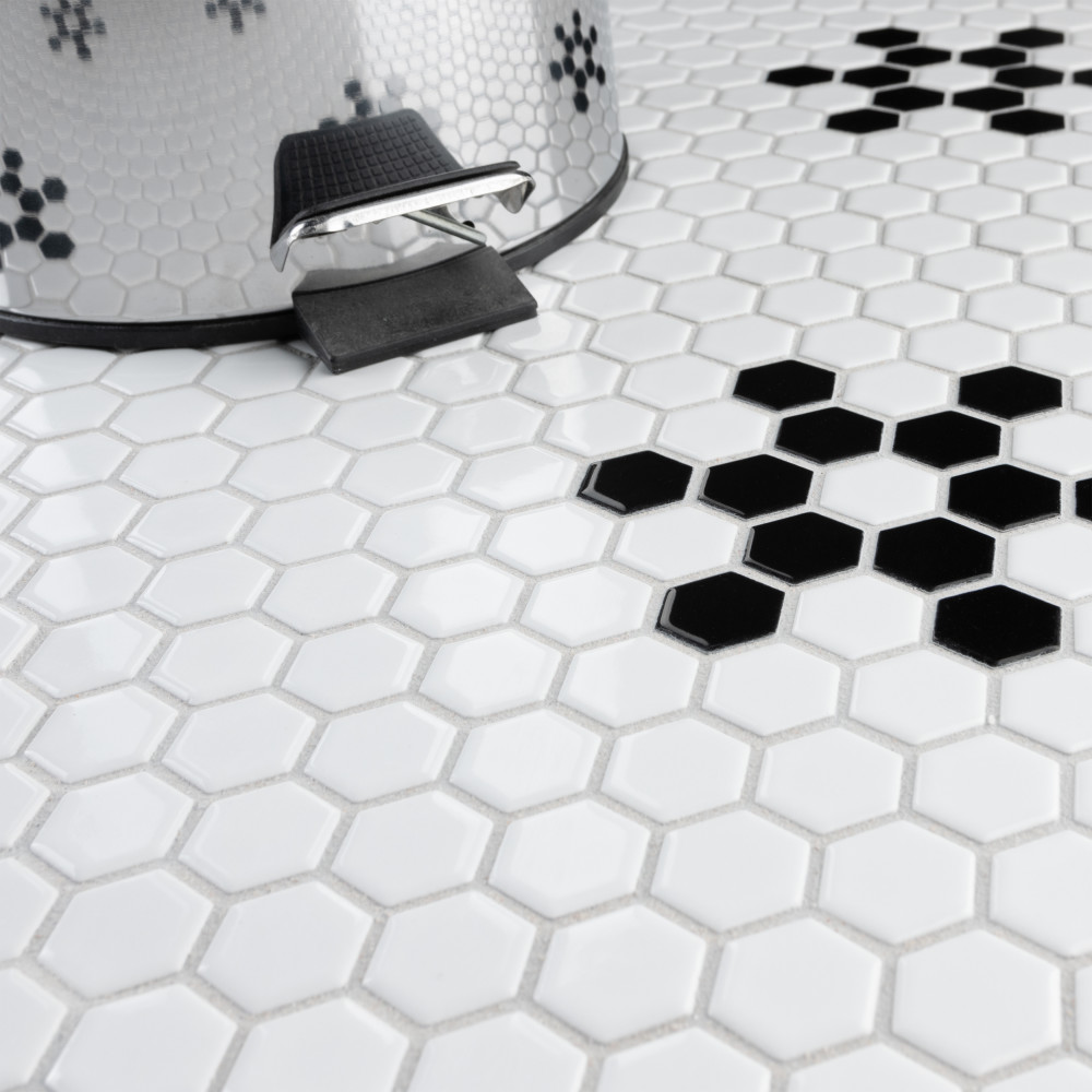 Metro 1" Hex Glossy White w/Snowflake 10-1/4 in. x 11-7/8 in. Porcelain ...