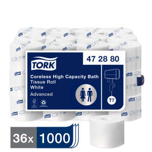Tork, T7 Advanced Coreless High-Capacity, 2 ply, 3.66in Bath Tissue | Bath Tissue