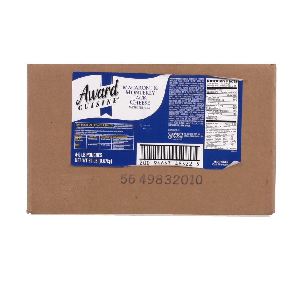 Pepperjack Mac n Cheese Pouch 4/80 oz | Conagra Foodservice