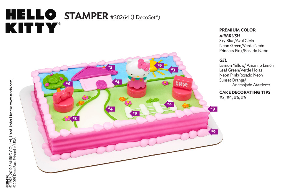 Hello Kitty Stamper Decoset 1 4 Sheet Cake Decorating Instructions ...