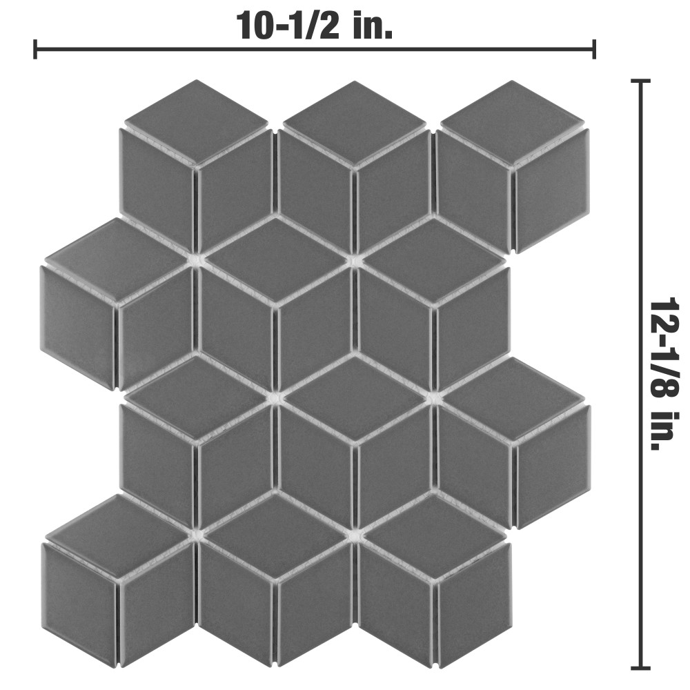 Sample - Metro Rhombus Matte Grey Porcelain Mosaic Tile | Merola Tile