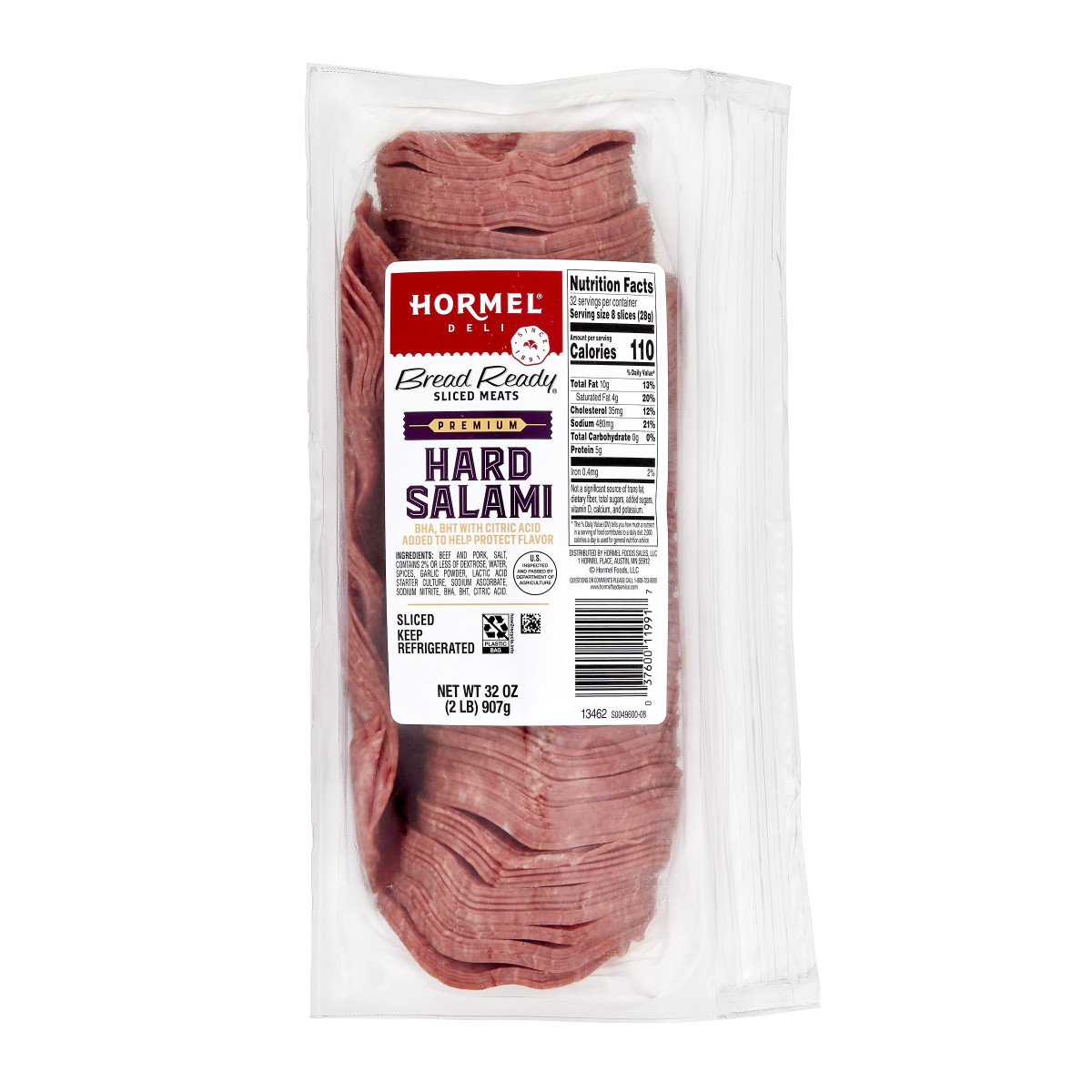 BREAD READY® Hard Salami, Sliced 8/oz, 6/2 lb • Hormel Product Code ...