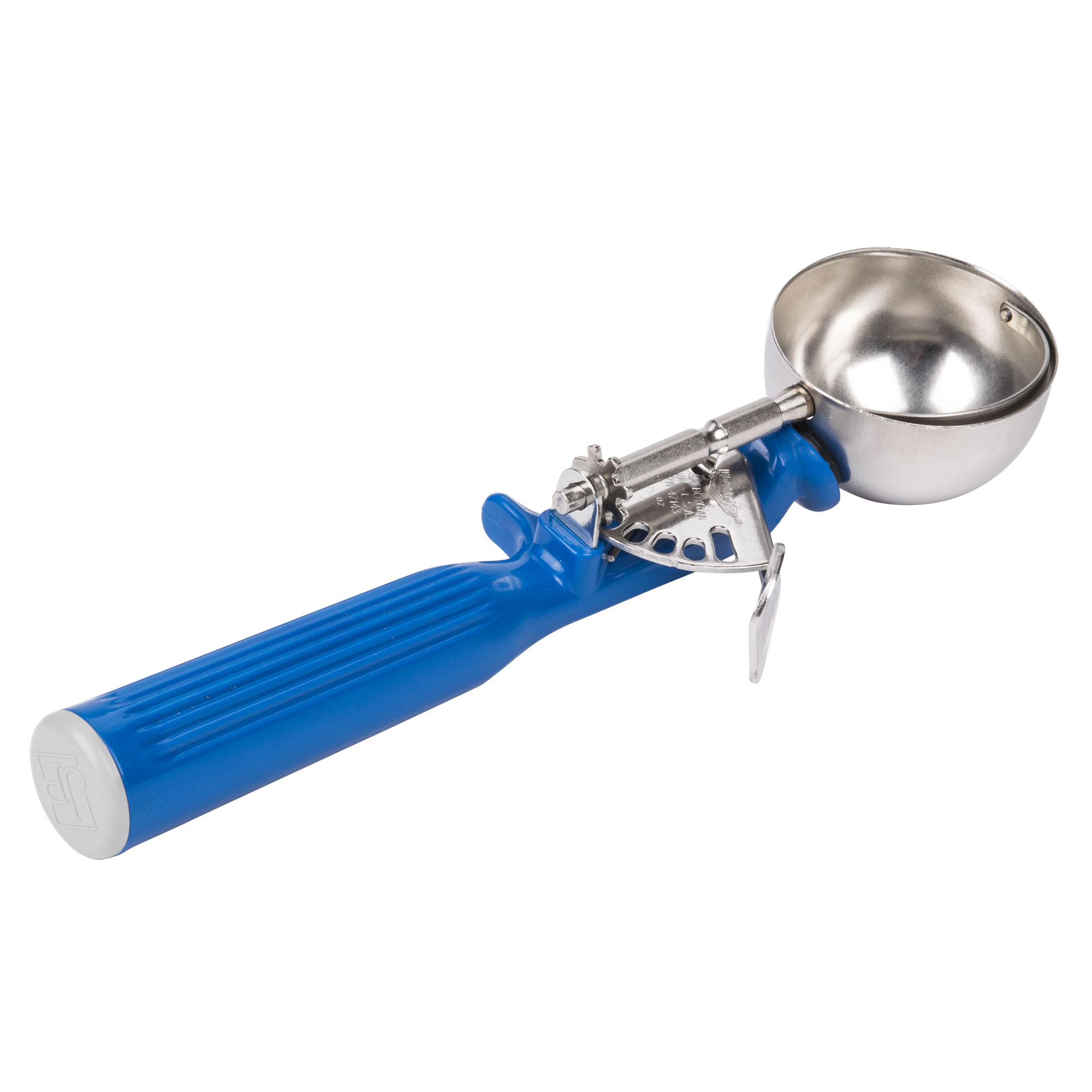 2-ounce one-piece thumb disher with dark blue handle