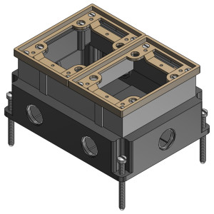 ABB (Thomas And Betts) 642 Cast Iron 640 Series 2-Gang Floor Box With(6 ...