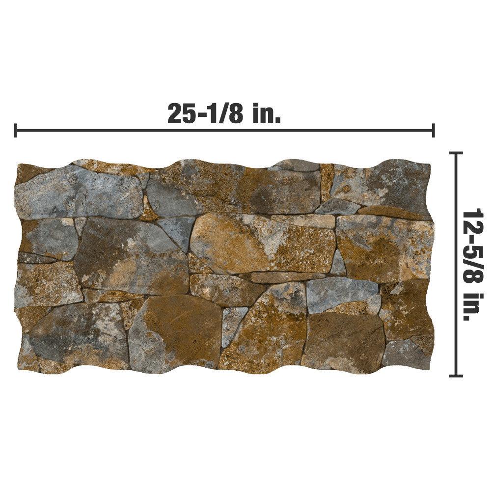 Caldera Vulcano Oxido 12-5/8 in. x 25-1/8 in. Porcelain Floor and Wall ...