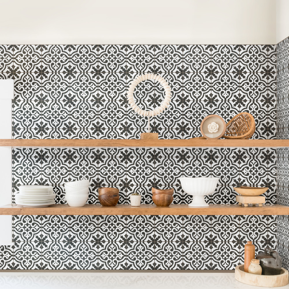 Berkeley II Black 17-5/8 in. x 17-5/8 in. Ceramic Floor and Wall Tile ...