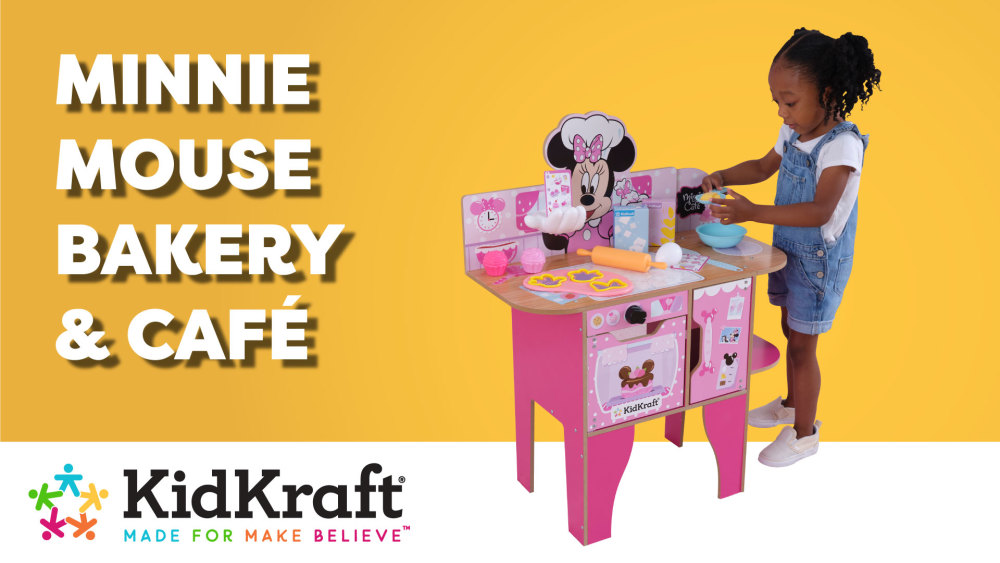 KidKraft Minnie Mouse Wooden Bakery & Café Toddler Play Kitchen ...