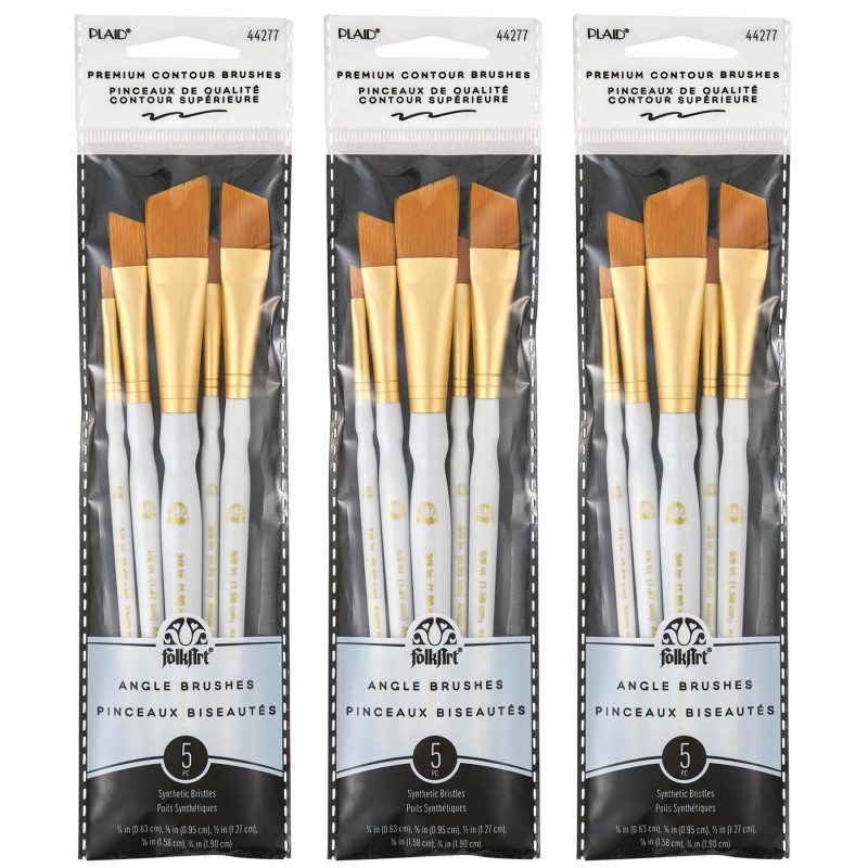 (3 ST) FOLKART ANGLE BRUSH SET 5CT-FLK44277-3