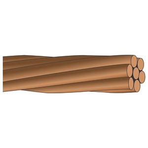 Graybar Vendor BARE-CU-SD-2/0-7STR-500R Bare Copper Wire, Soft Drawn, 2 ...