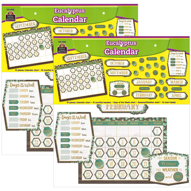 Teacher Created Resources® Eucalyptus Calendar Bulletin Board Set, 2 ...