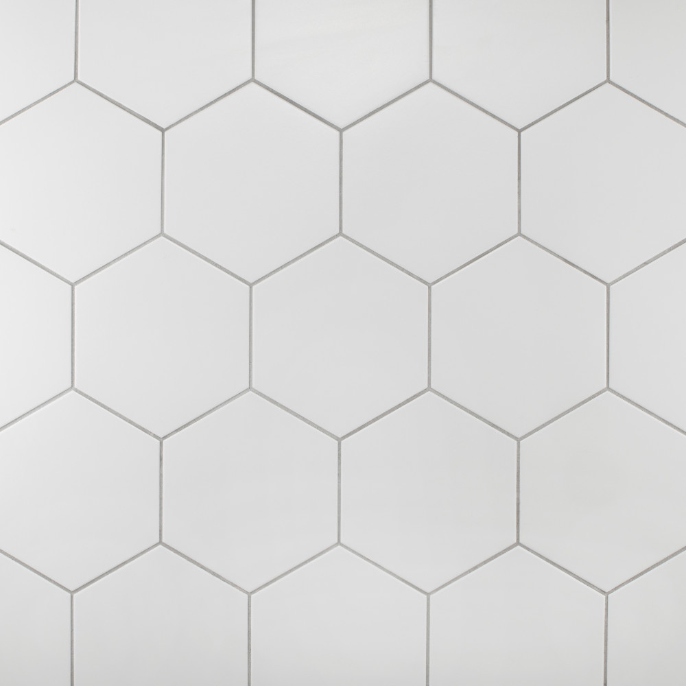 Textile Basic Hex White 8-5/8 in. x 9-7/8 in. Porcelain Floor and Wall ...