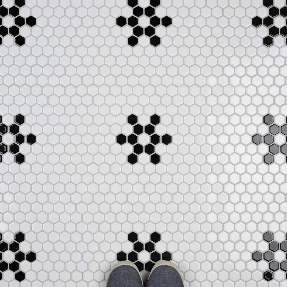 Metro 1" Hex Glossy White w/Snowflake 10-1/4 in. x 11-7/8 in. Porcelain ...