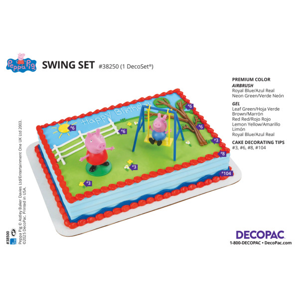 Peppa Pig Swing Set Decoset 1 4 Sheet Cake Decorating Instructions ...