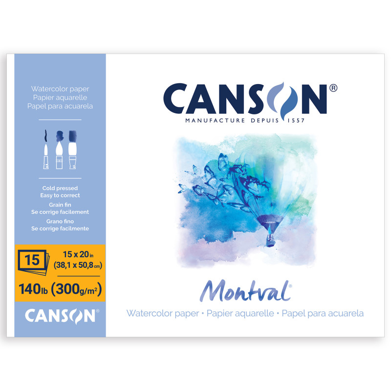 Canson Artist Series Montval Watercolor Block, Foldover Binding, 15 ...