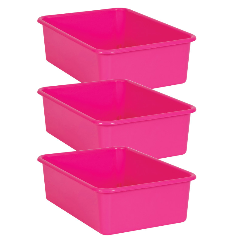 Teacher Created Resources® Pink Large Plastic Storage Bin, Pack of 3 - Zuma