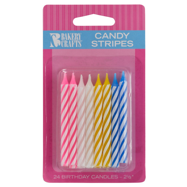 Assorted Candy Stripe Spiral Candles | DecoPac