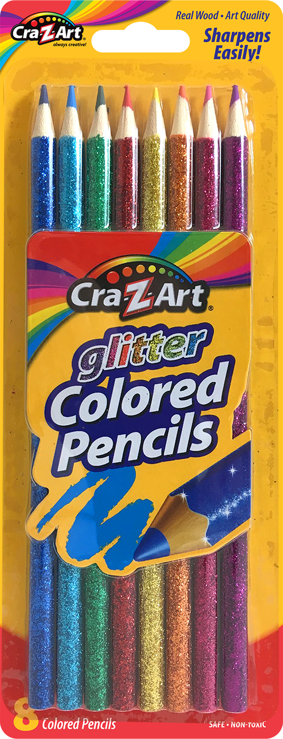 Bulk Buy Cra-Z-Art Glitter Colored Pencils 8 ct. Blister Card 10432-48 ...