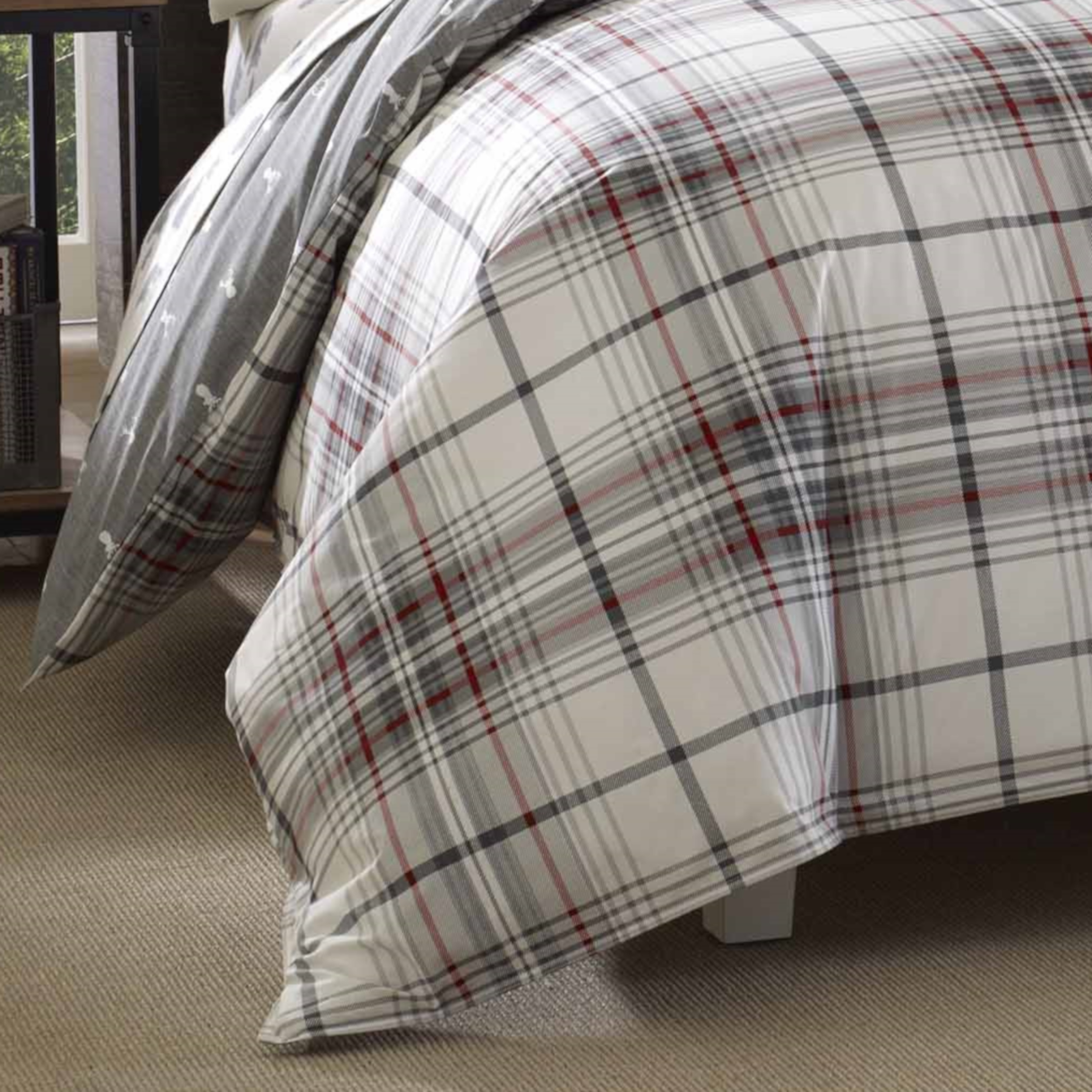 Eddie Bauer Alder Plaid Comforter Set 3PC 100% Cotton Reversible Super ...