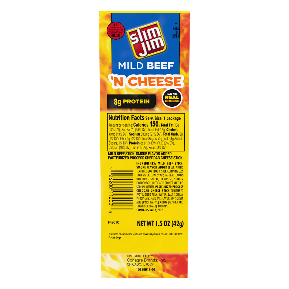 Mild Beef & Cheese Stick by Slim Jim | Conagra Foodservice