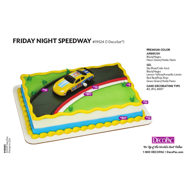 Friday Night Speedway Cake Decorating Instructions Card | DecoPac