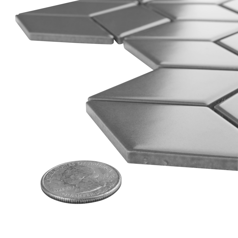 Metro Rhombus Matte Grey 10-1/2 in. x 12-1/8 in. Porcelain Mosaic Tile ...
