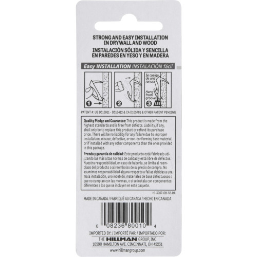 Hillman Large WallBiter Picture Hangers White 60lb 3 Pack