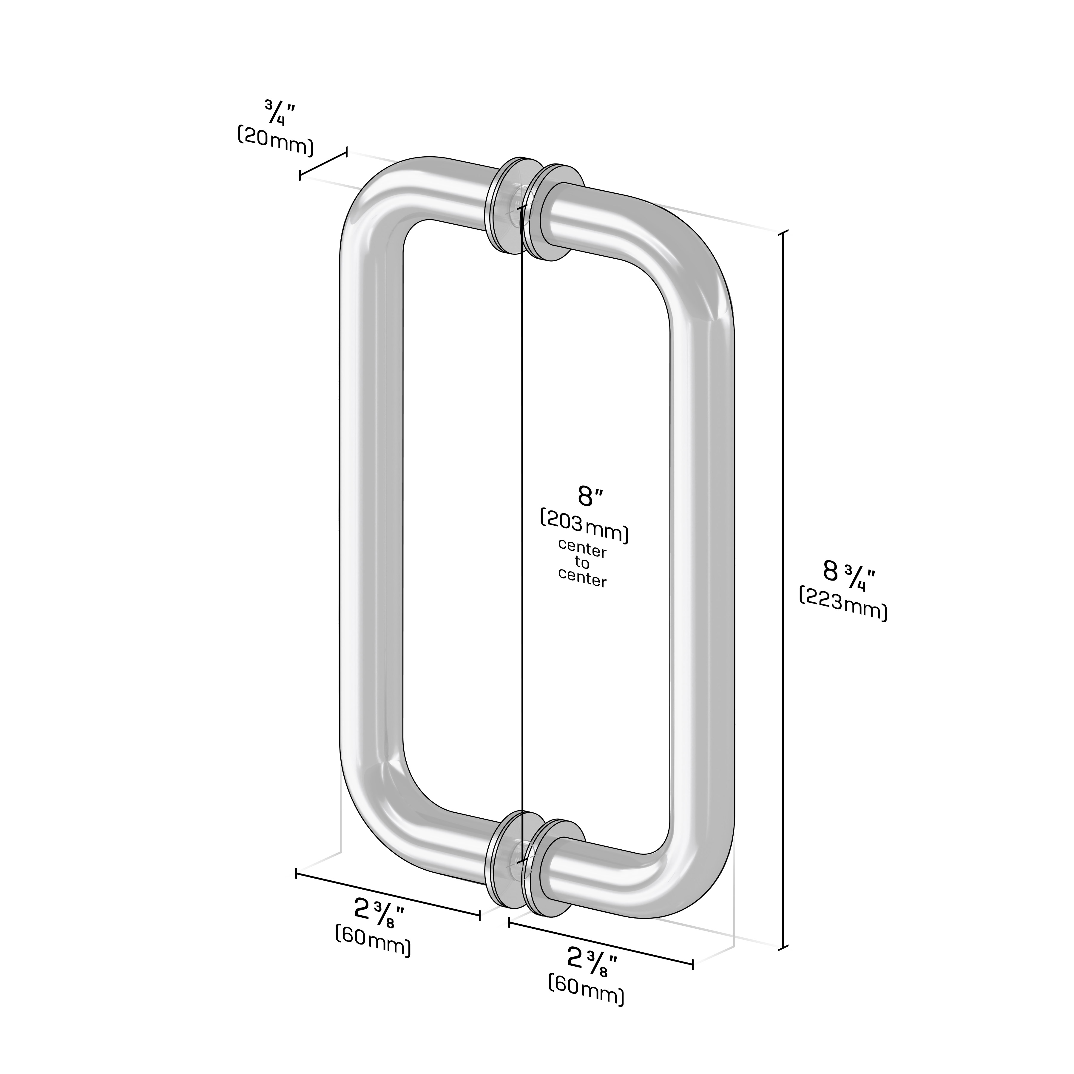 8" Tubular Back-to-Back Pull Handle – Future Glass LLC