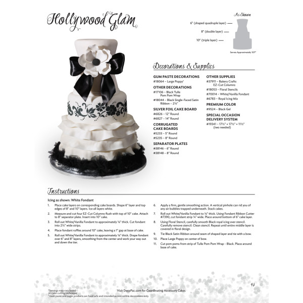 Hollywood Glam Stacked Wedding Cake Decorating Instructions | DecoPac