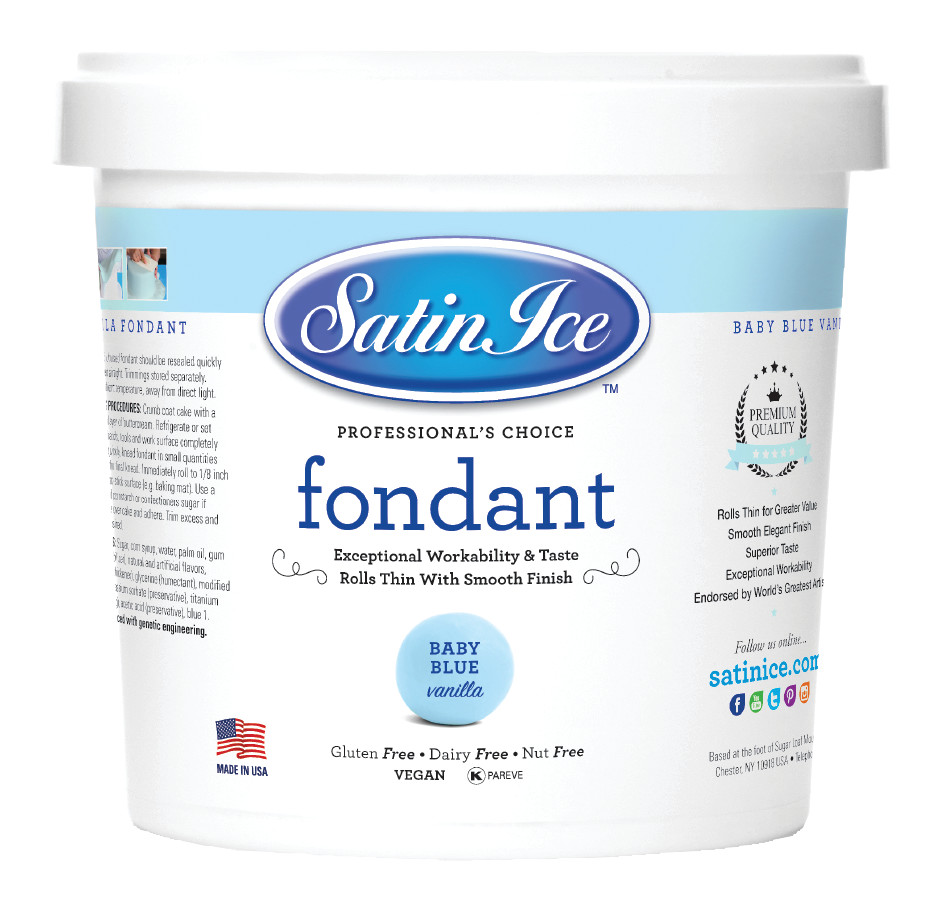 Satin Ice Baby Blue Vanilla Fondant 2 Pound Pail | DecoPac