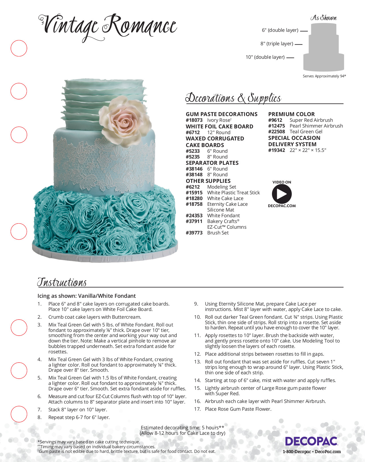Vintage Romance Stacked Wedding Cake Decorating Instructions | DecoPac