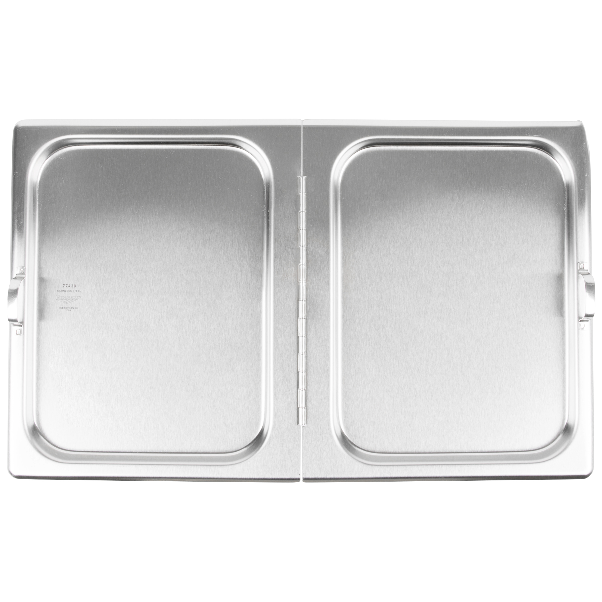 Full-size stainless steel hinged flat steam table pan cover