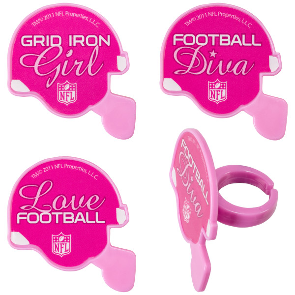Nfl Pink Helmet Cupcake Rings | DecoPac
