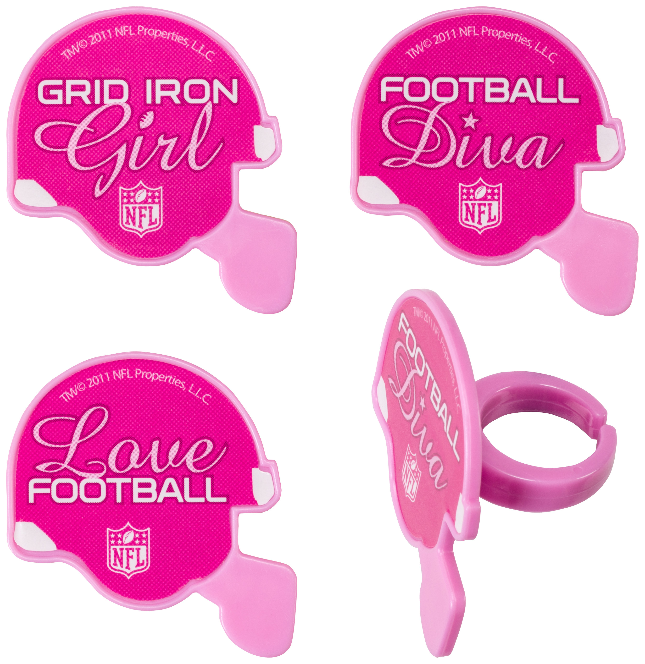 Nfl Pink Helmet Cupcake Rings | DecoPac