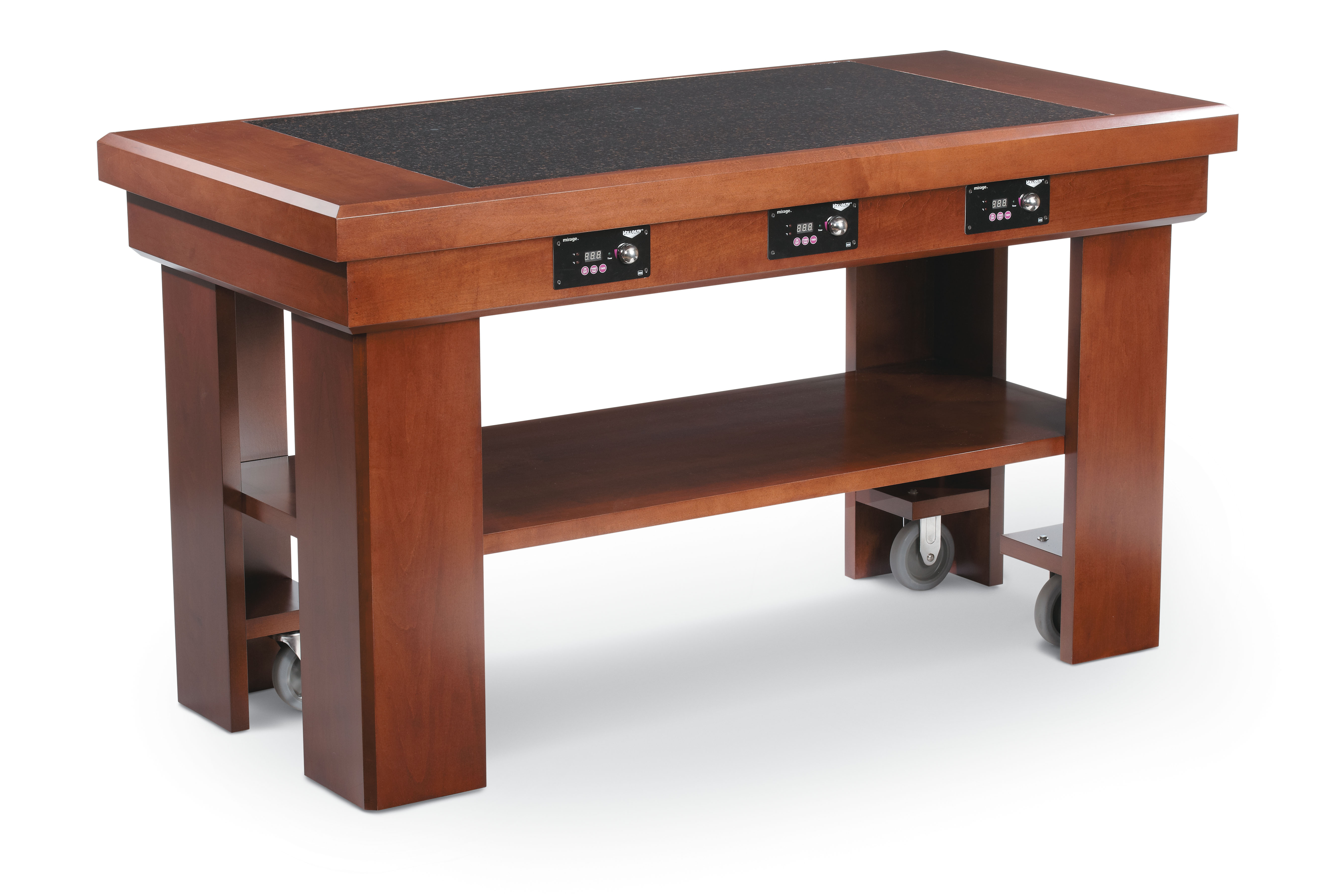 60-inch 3-hob Induction Buffet Table with Medium Oak Finish
