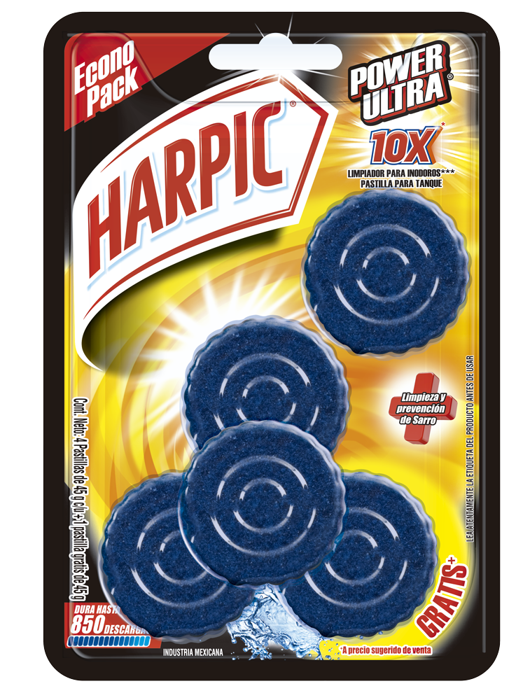 Pastilla para tanque Power Ultra 10x - 5 piezas | Harpic Mexico