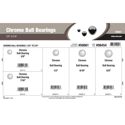 Chrome Ball Bearings Assortment (3/8" thru 5/8")