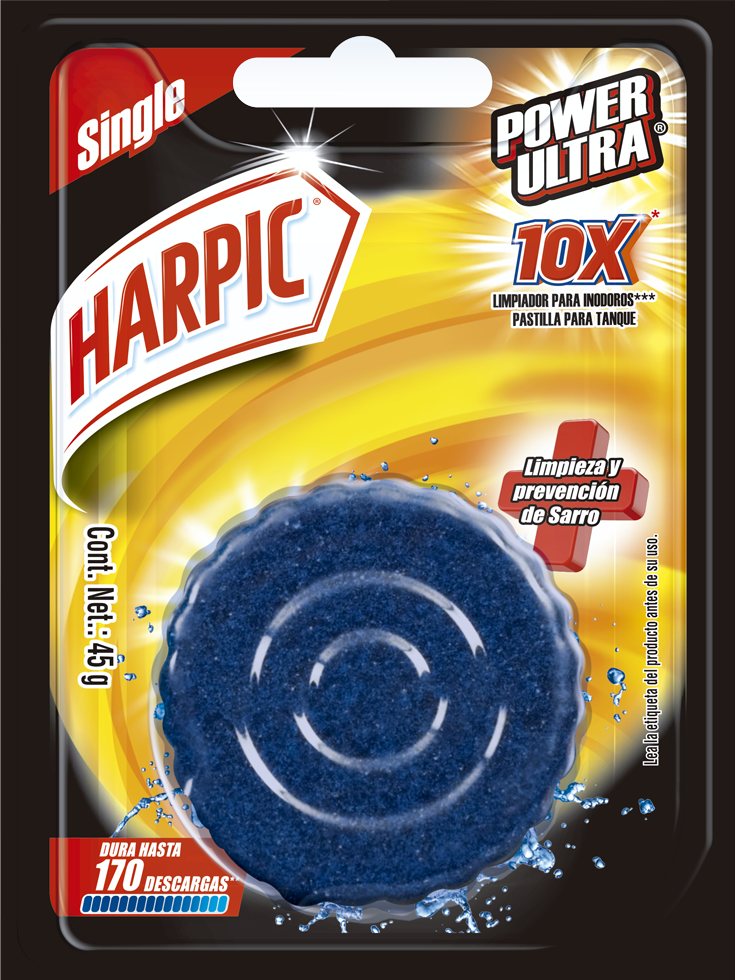 Pastilla para tanque Power Ultra 10x - 1 pieza | Harpic Mexico