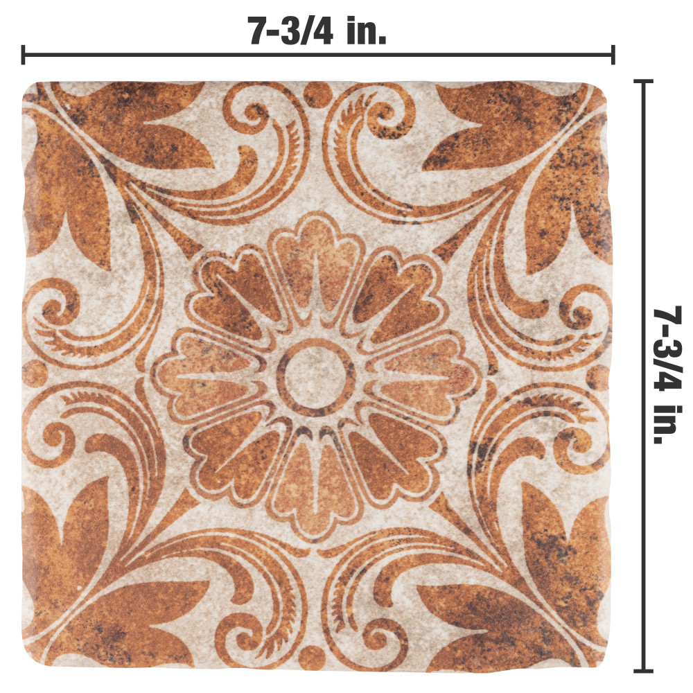 Costa Arena Decor Dahlia 7-3/4 in. x 7-3/4 in. Ceramic Floor and Wall ...