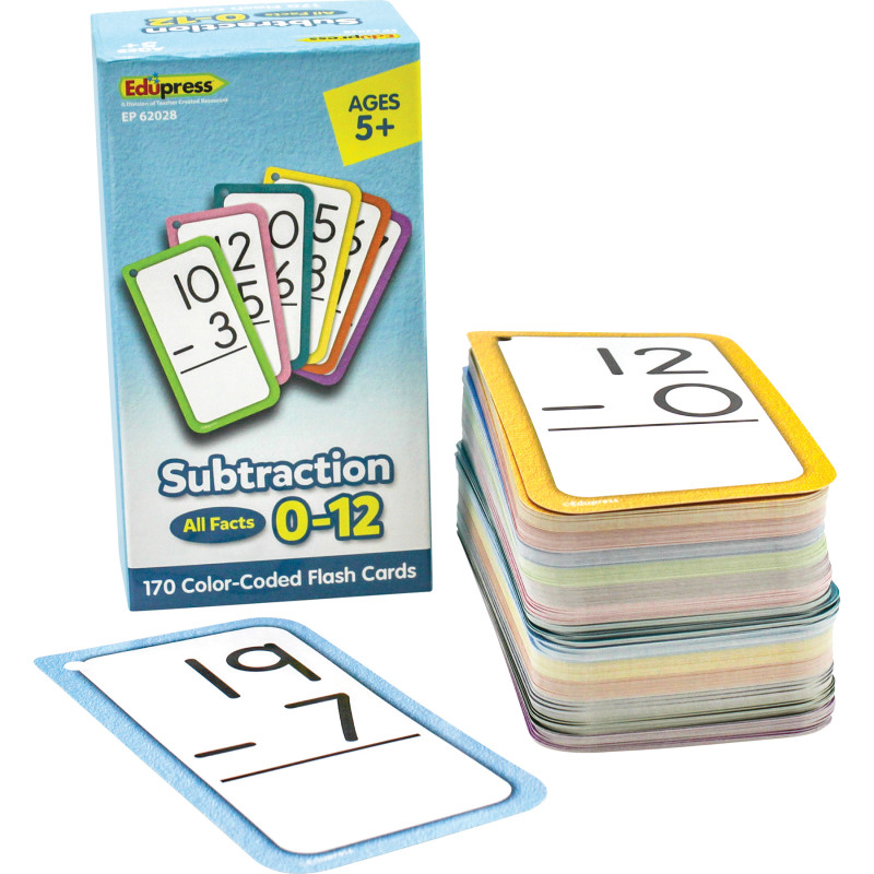 Edupress™ Subtraction Flash Cards - All Facts 0-12 - Knowledge Tree
