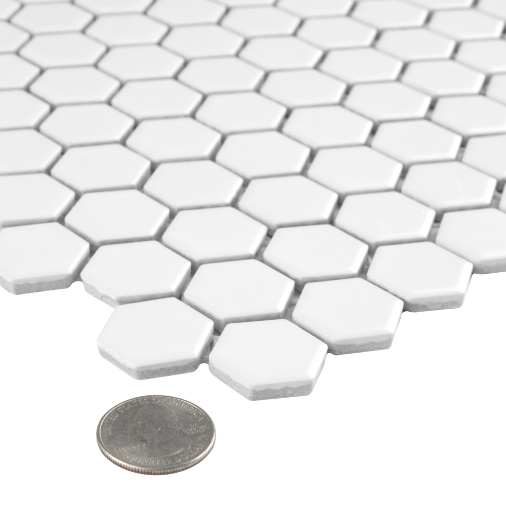 Metro 1 Hex Matte White 10 1 4 In X 11 7 8 In Porcelain Mosaic Tile
