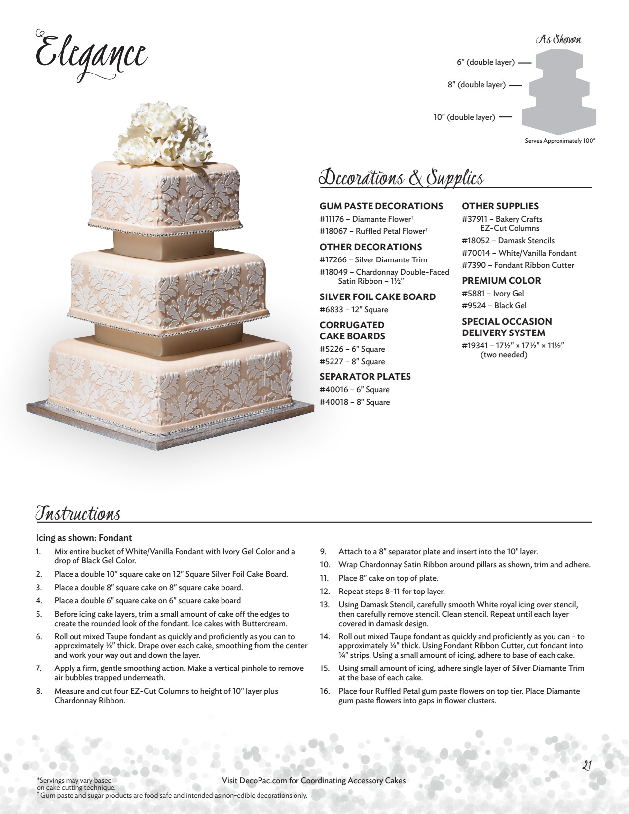Elegance Tiered Wedding Cake Decorating Instructions | DecoPac