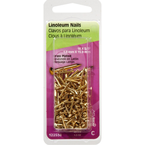 Anchor Wire Linoleum Nails - Brass Plated (5/8" x 16GA) - 1.5 oz.