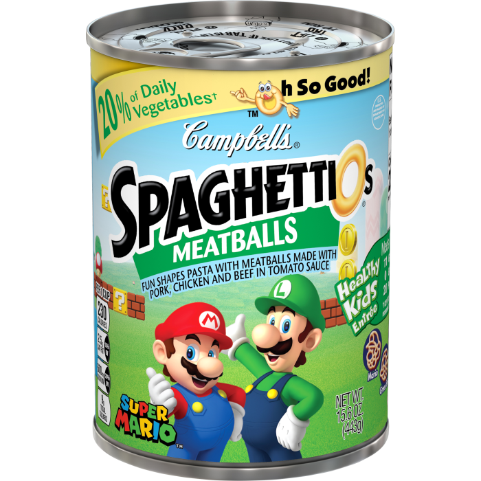 Super Mario Bros.® Shaped SpaghettiOs® with Meatballs - Campbell Soup ...