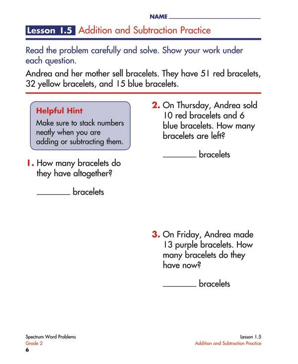 Spectrum Word Problems Grade 2 Spectrum Word Problems Grade 2