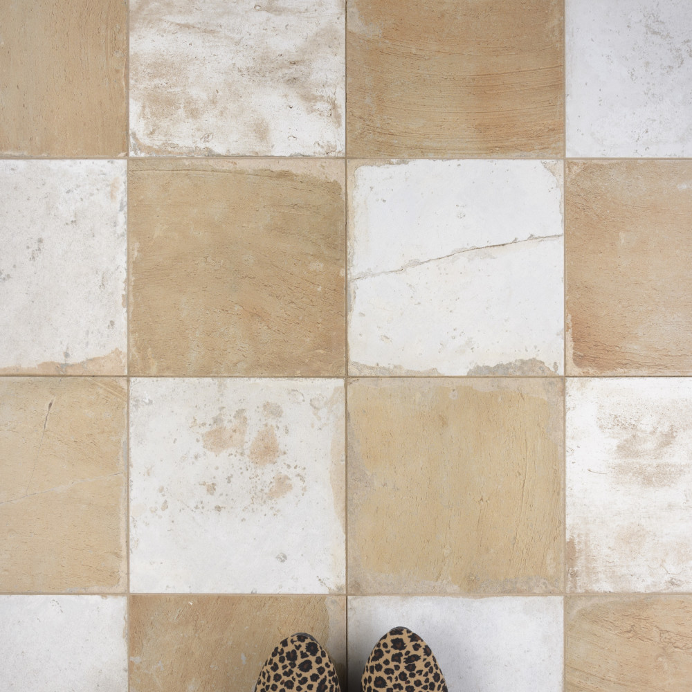 Kings Clay Checker Sand 17-5/8 in. x 17-5/8 in. Ceramic Floor and Wall ...