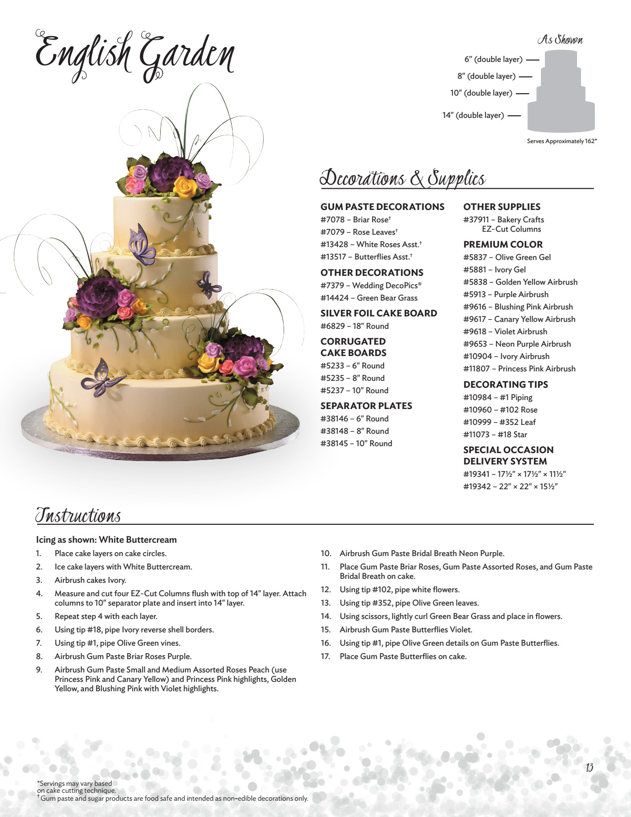 English Garden Stacked Wedding Cake Decorating Instructions 1fc069dc ...