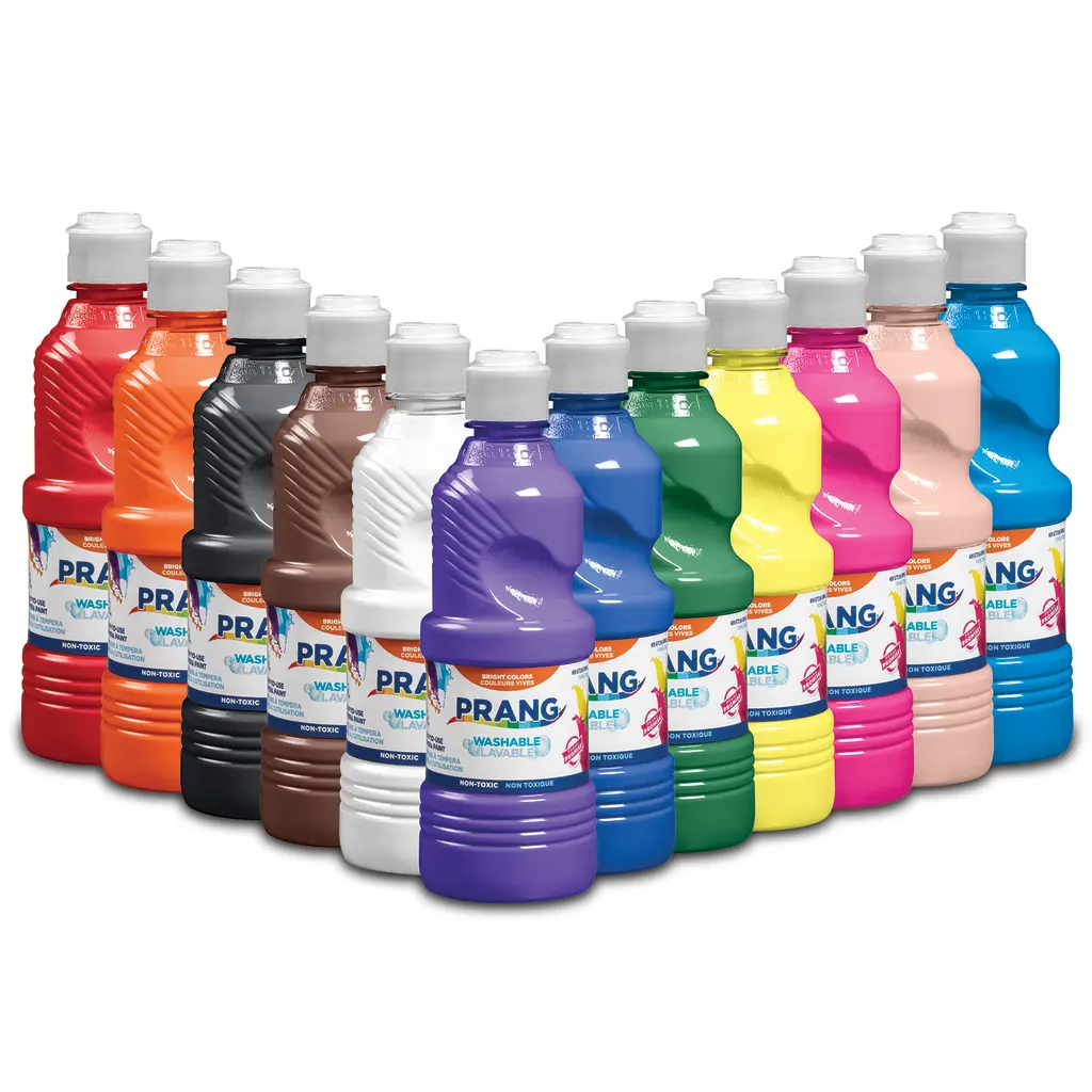 Prang Washable Tempera Paint, Assorted Colors, 16 Oz., 12 Count - Prang