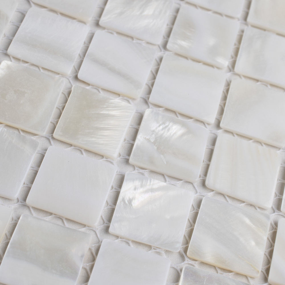 Conchella Square White 12 in. x 12 in. Natural Shell Mosaic Tile ...